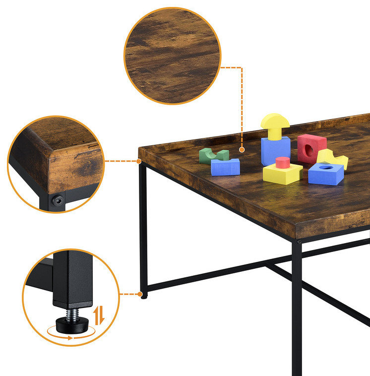 Vinny Wood Grain 5-Piece Coffee Table Set With Raised Edges ...