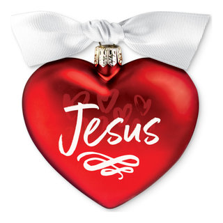 Ornament Heart, Jesus Red Ribbon Hang - Traditional - Christmas ...