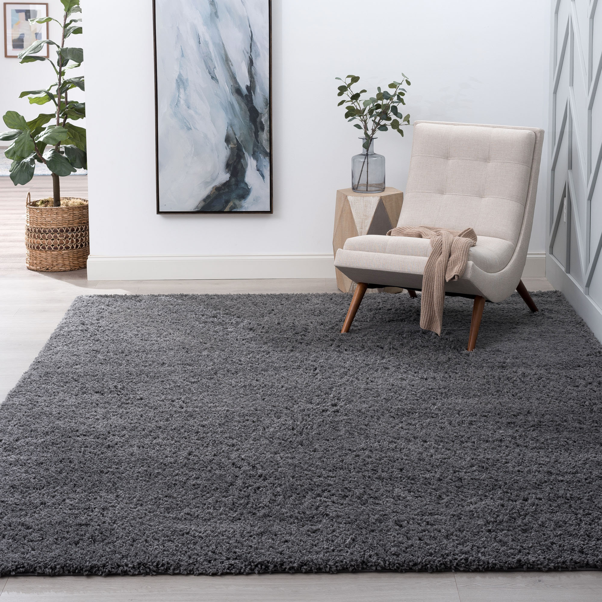Alana Transitional Solid Shag Shag Area Rug, 9' x 12' - Contemporary ...