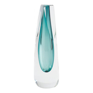 Triangle Cut Glass Azure Vase - Contemporary - Vases - by Lighting ...