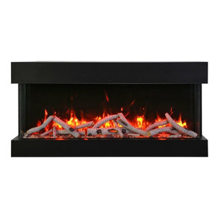 3 sided glass electric fireplace Built-in only - Contemporary - Indoor ...