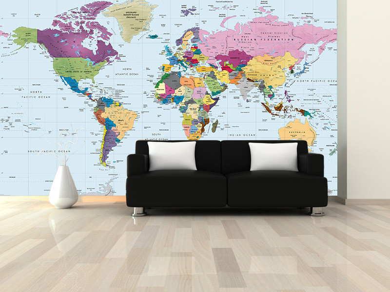 World Map Wall Decal - Colorful, 53" X 36" - Modern - Wall Decals - by ...