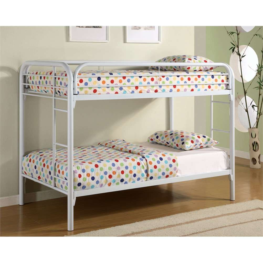 Coaster Morgan Modern Twin Over Twin Metal Bunk Bed in Silver Finish ...