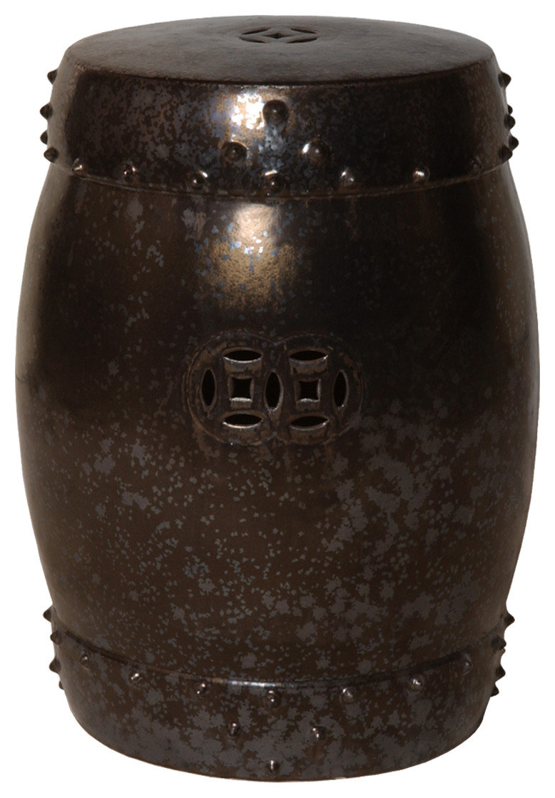 Gun Metal Drum Stool - Asian - Accent And Garden Stools - by HedgeApple ...