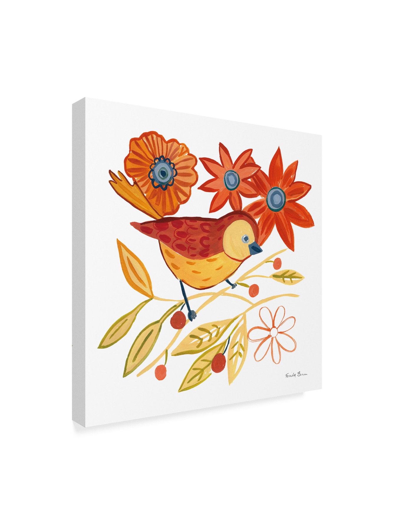 Farida Zaman 'Orange Bird III' Canvas Art, 24"x24" - Contemporary ...
