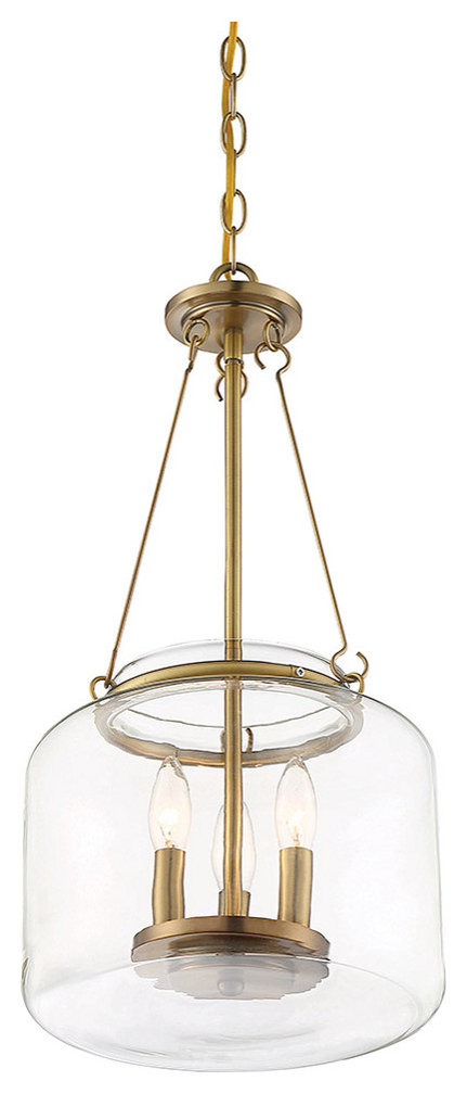 Akron 3 Light Pendant, Warm Brass - Transitional - Pendant Lighting ...