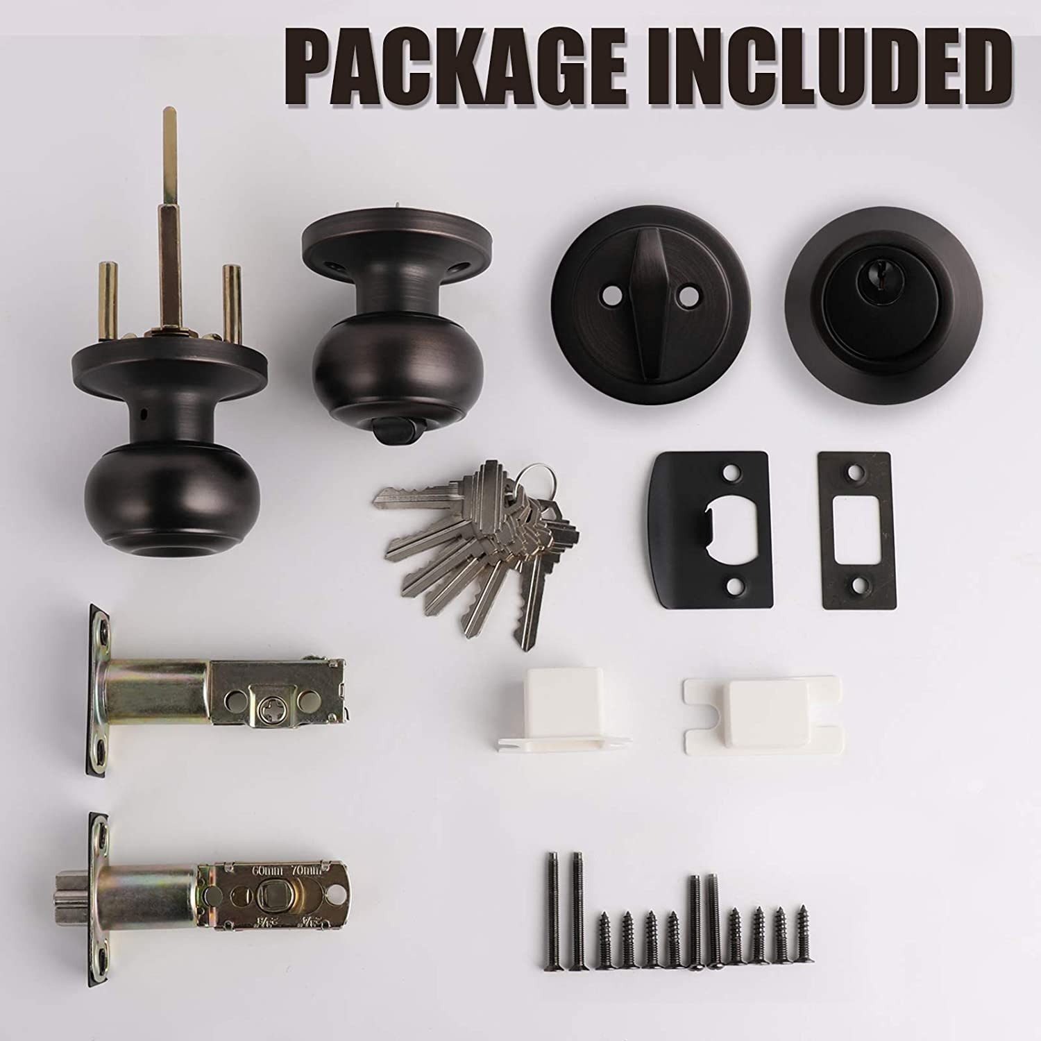 Classic Oil Rubbed Bronze Entry Door Knob and Deadbolt Lock Set, 1 ...