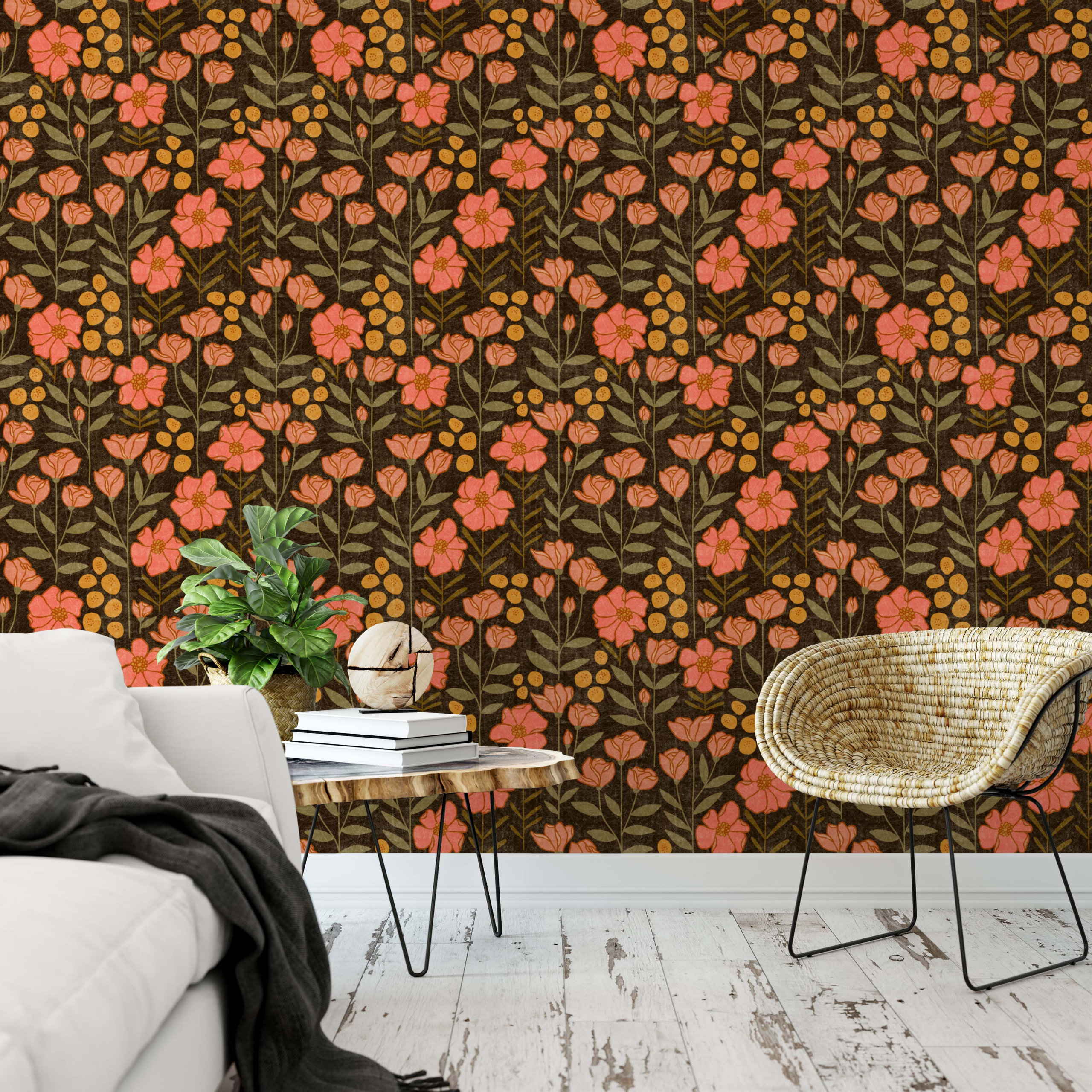Isobel Dark Wallpaper, 24"x72" - Contemporary - Wallpaper - by ...