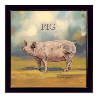 Piper the Pig Black Framed Print Wall Art - Farmhouse - Prints And ...