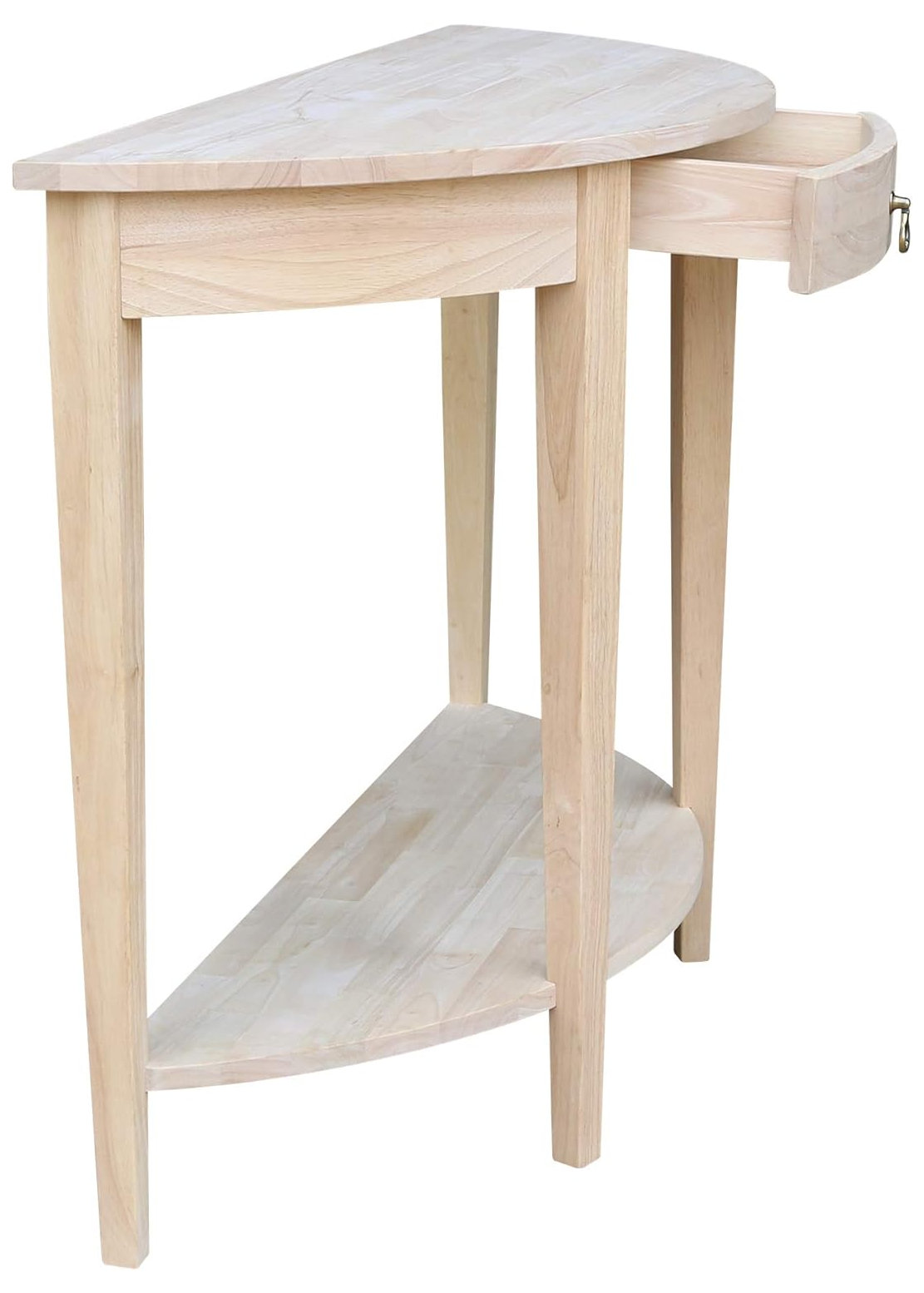 Traditional Console Table, Half Moon Design With Open Area & Drawer ...