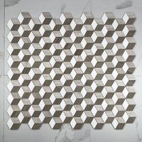 Athens Silver Cream Marble 3D Cube Diamond Geometry Hex Mosaic Tile, 1 ...