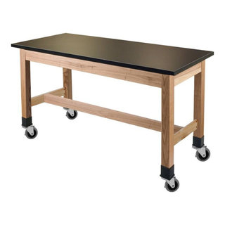 NPS 24x72" Wood Science Lab Table with Phenolic Top and Casters, Black ...