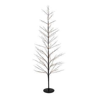 7' Flat Black Tree Warm White LED Copper Wire Lights - Modern - Outdoor ...