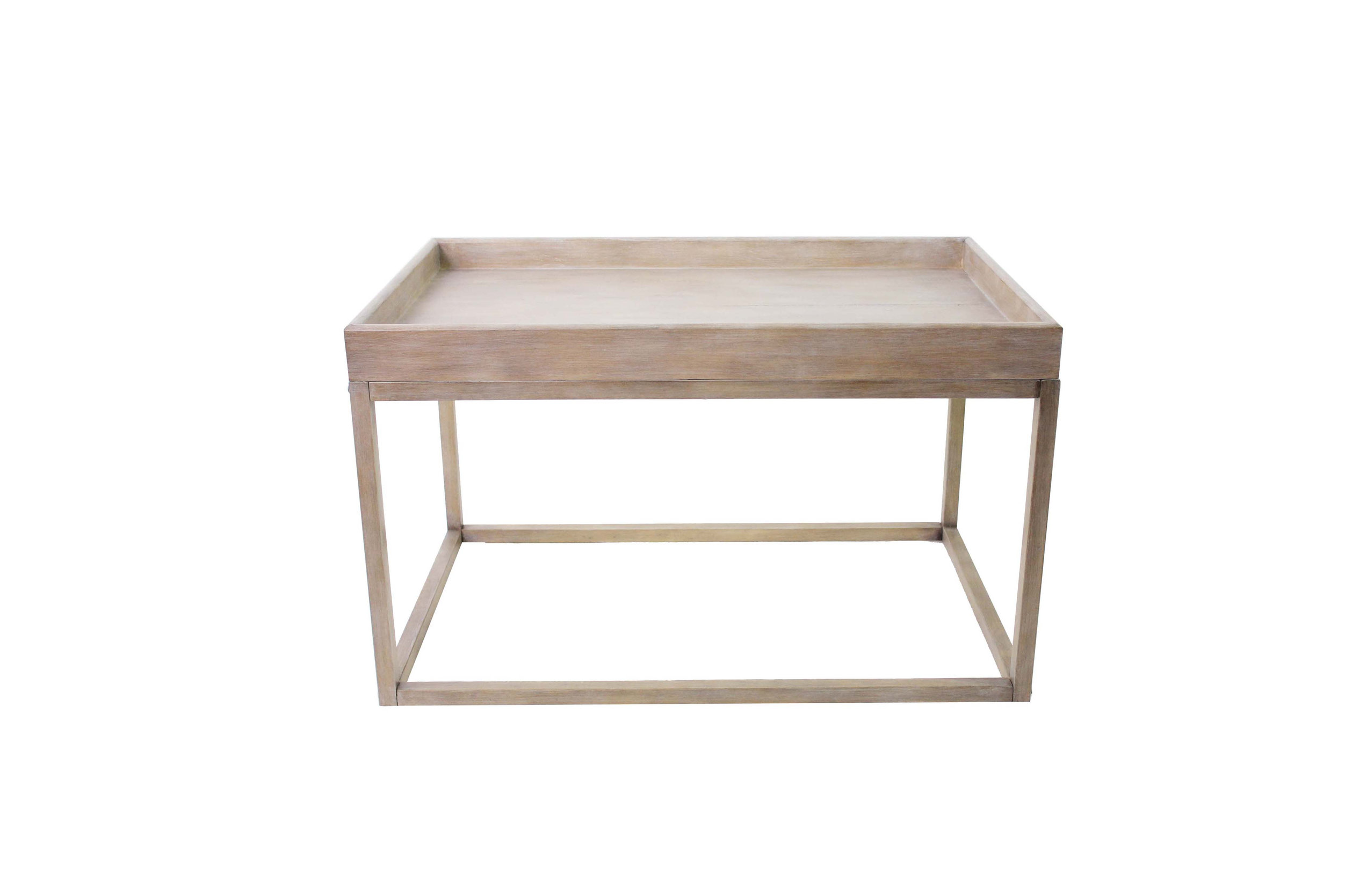 Benzara Wooden Accent Table with Raised Edged Top and Open Base, Brown ...