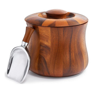 Nambe Nara Wood Ice Bucket w/ Alloy Scoop - Transitional - Ice Tools ...