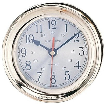 4.5" Polished Brass Quartz Captain's Clock, 6" - Beach Style - Desk And ...