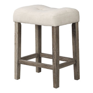 Vitaliya Linen Counter Height Stools, Set of 2 - Farmhouse - Bar Stools ...