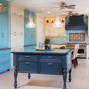 75 Beautiful Mediterranean Kitchen With Blue Backsplash Pictures ...