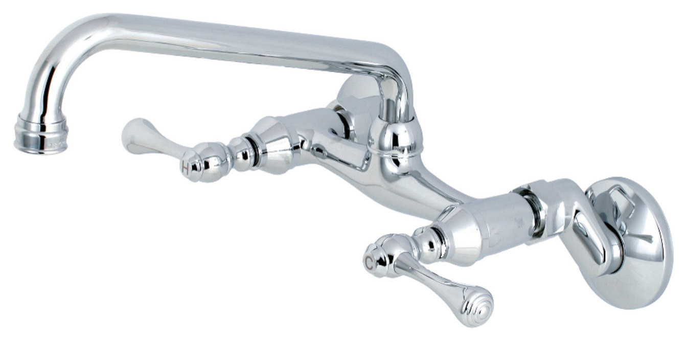 Kingston Brass Two-Handle Adjustable Center Wall Mount Kitchen Faucet ...