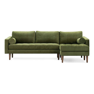 L-Shaped Sofa, Tufted Seat and Reversible Back Cushions - Transitional ...