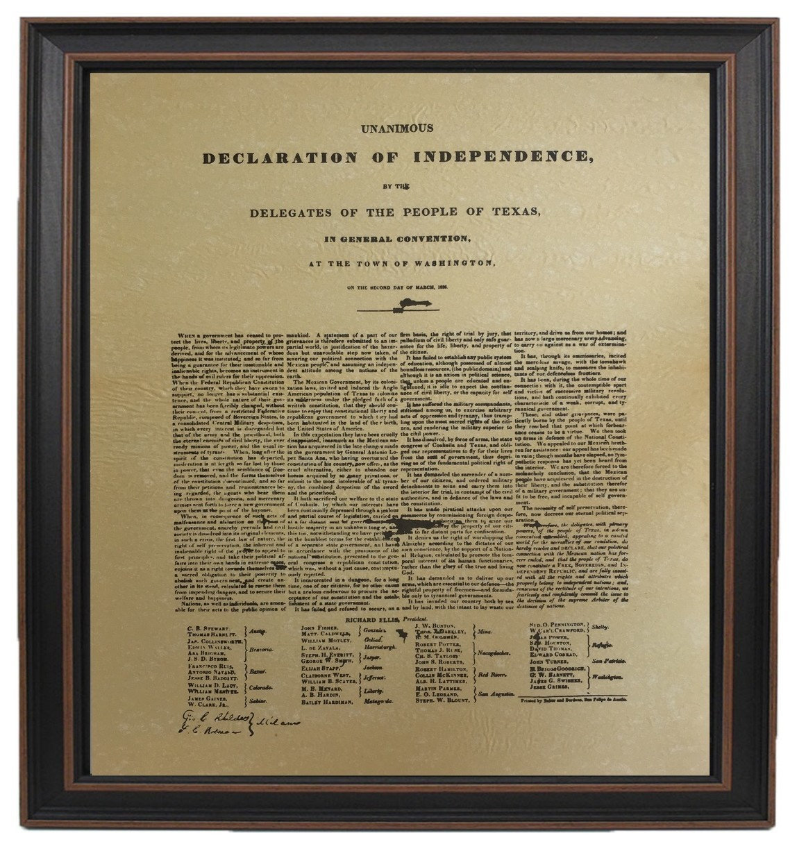 Framed Texas Declaration of Independence, Unmatted - Traditional ...