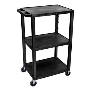 Luxor Tuffy Black 3-Shelf AV Cart, 42" - Contemporary - Utility Carts ...