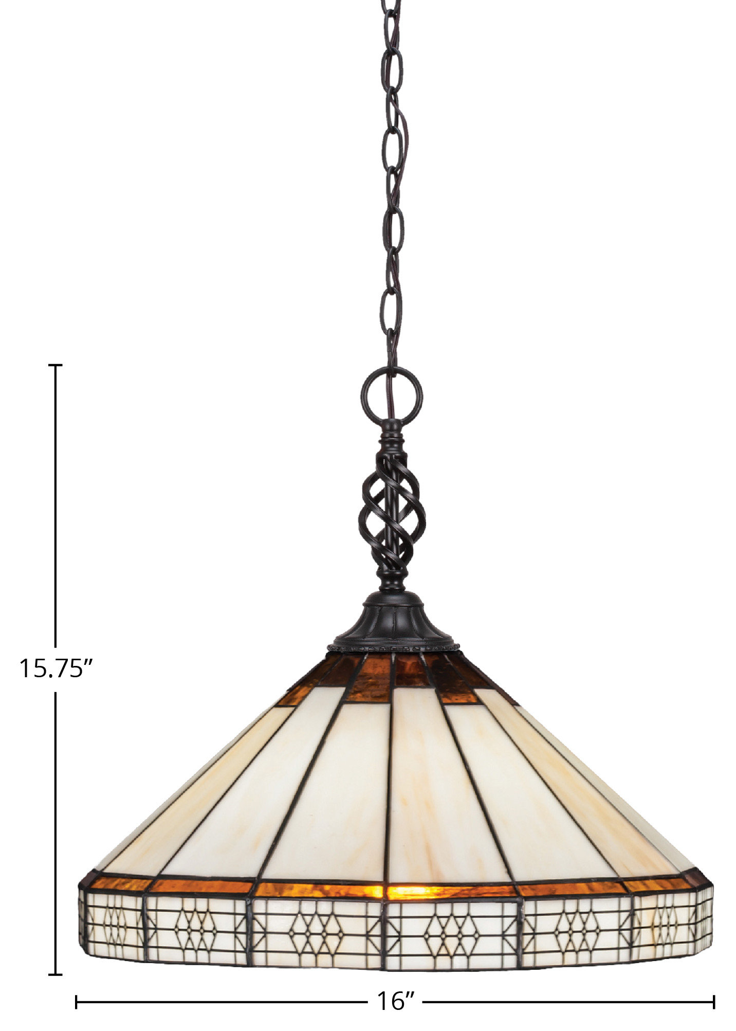 Elegante 1-Light Pendant, Matte Black/Honey & Brown Mission Art ...