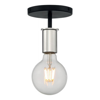 Ryder 1-Light Semi Flush Black With Polished Nickel Sockets ...