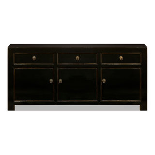 Distressed Black Elmwood Chinese Ming Cabinet - Asian - Buffets And ...