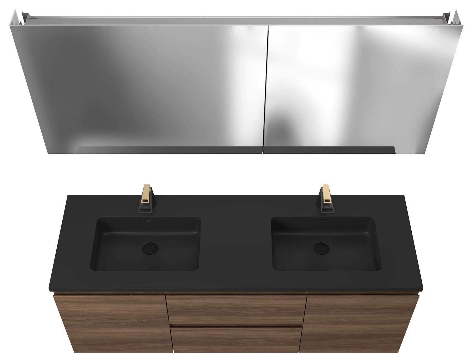 ConceptBaths Edith Wall Mount Bathroom Vanity With Black Top, 60 ...