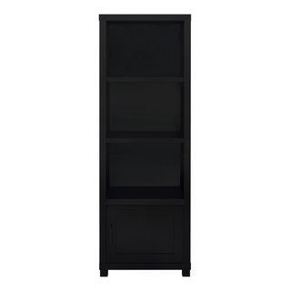 3-shelf and 1 Doors Engineered Wood Media Tower, Black - Transitional ...