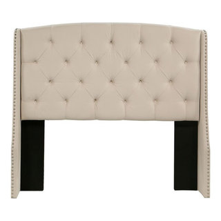 Peyton Tufted Fabric Upholstered Full/Queen Headboard in Ivory, Full ...
