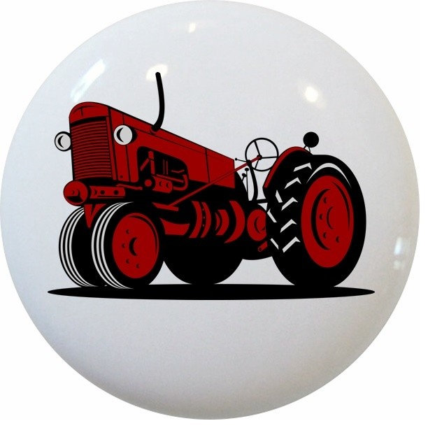 Red Vintage Tractor Ceramic Cabinet Drawer Knob - Cabinet And Drawer ...
