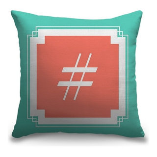 "Hashtag Symbol - Stroke Border" Pillow, 16" x 16" - Contemporary ...