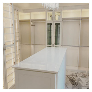 White Custom Walk-in Closet With Marble Floors - Modern - Closet - Los ...