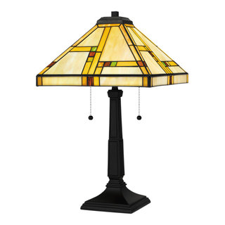 Luxury Craftsman Tiffany Table Lamp, Matte Black, UQL7015 - Craftsman ...