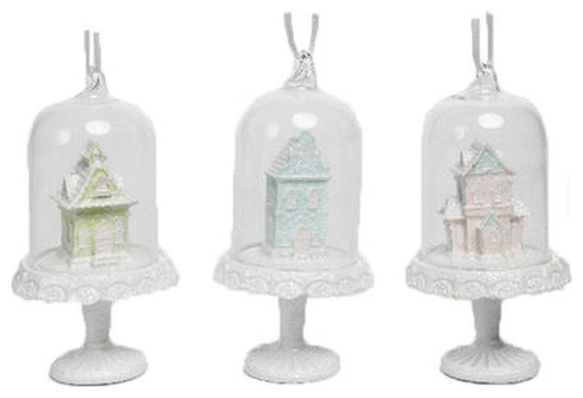 Santas Cookie Factory Set Of 3 Assortment Gingerbread House In Cloche ...