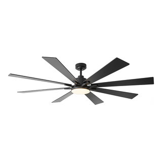72-inch Black Industrial Ceiling Fan with LED and Remote Control ...