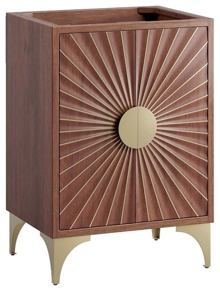 Modway Daylight 24" Solid Mango Wood Bathroom Vanity Cabinet in Walnut ...