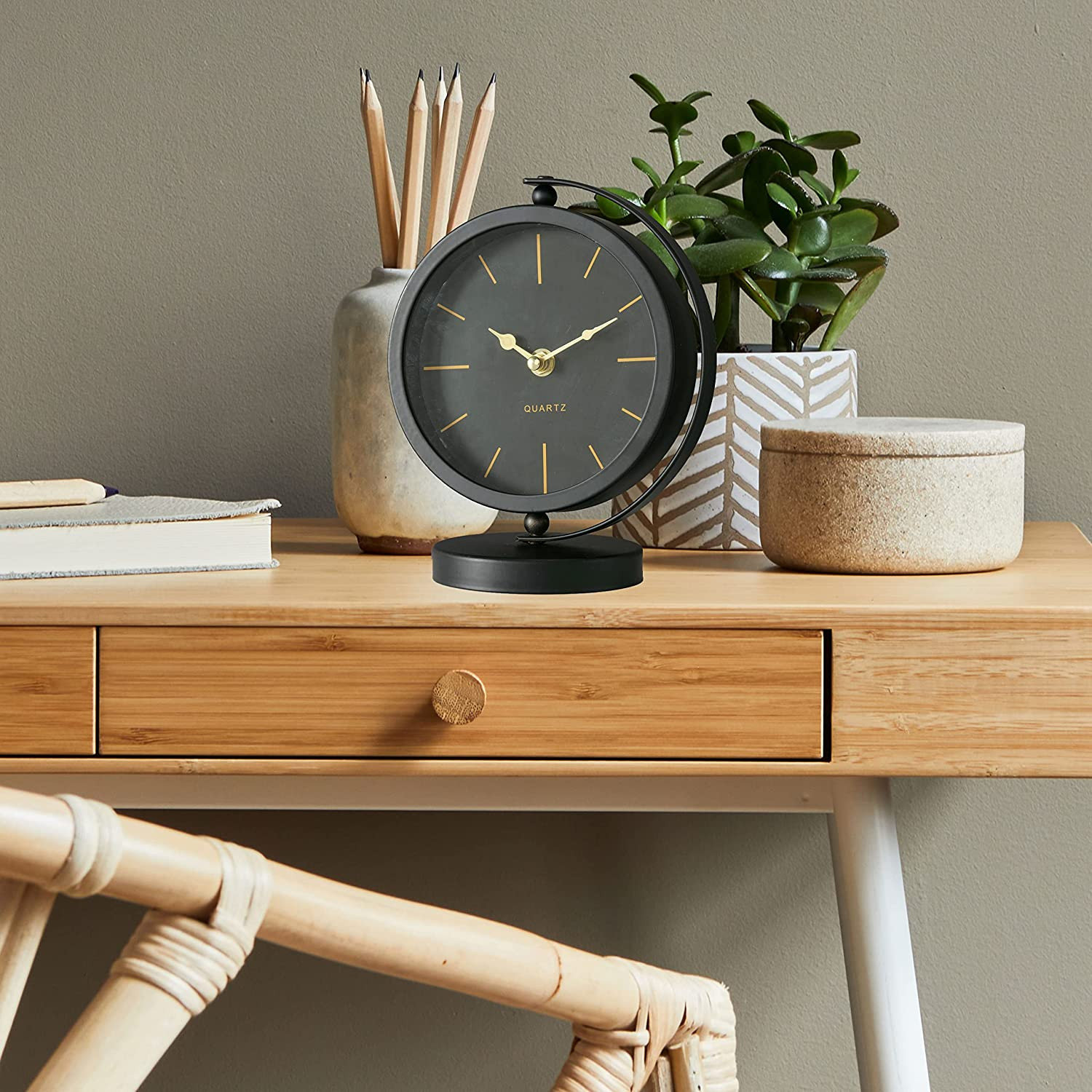 Mid-Century Modern Desktop Clock, 7.75" - Midcentury - Desk And Mantel ...