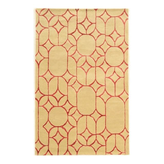 Linon Aspire Window Hand Tufted Wool 5'x8' Rug in Ivory, 5' x 8 ...