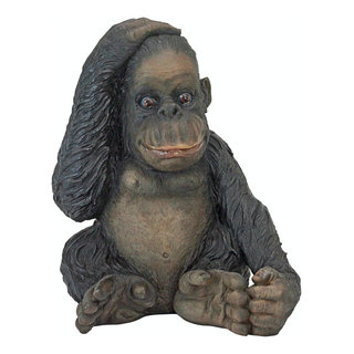 Curly The Chimpanzee Statue - Contemporary - Garden Statues And Yard ...
