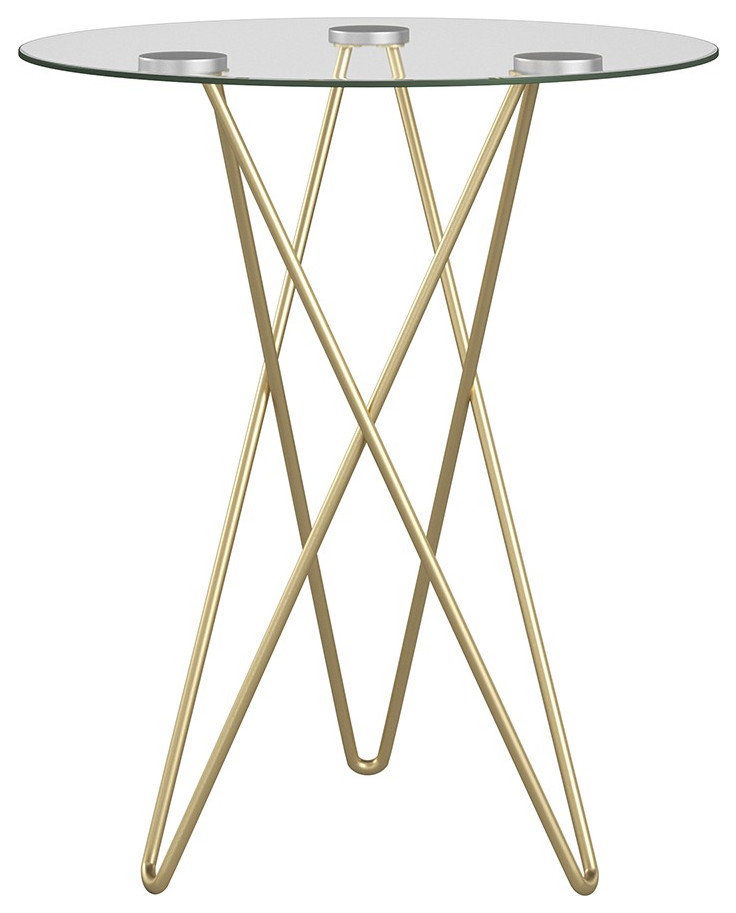 Geometric Clear Glass and Gold Round Table - Midcentury - Side Tables ...