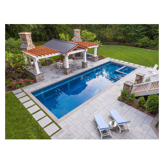 Formal pool and backyard retreat for a family in Basking Ridge ...