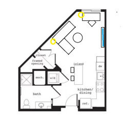Help with a a triangular studio layout?
