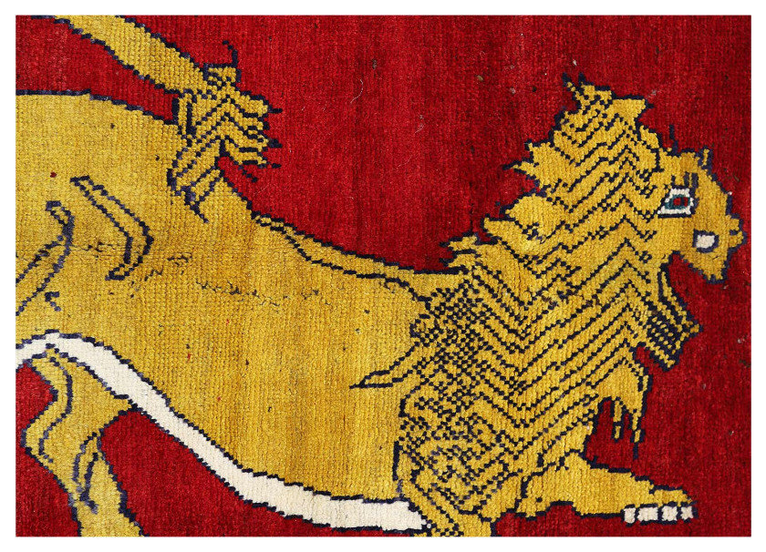 Contemporary Handmade Persian Shiraz Pictorial Lion Rug 3'5"x4'9 ...