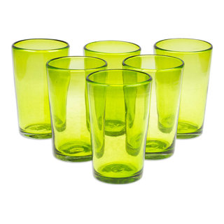 Novica Handmade Refreshing Forest Handblown Glass Tumblers, 6-Piece Set ...