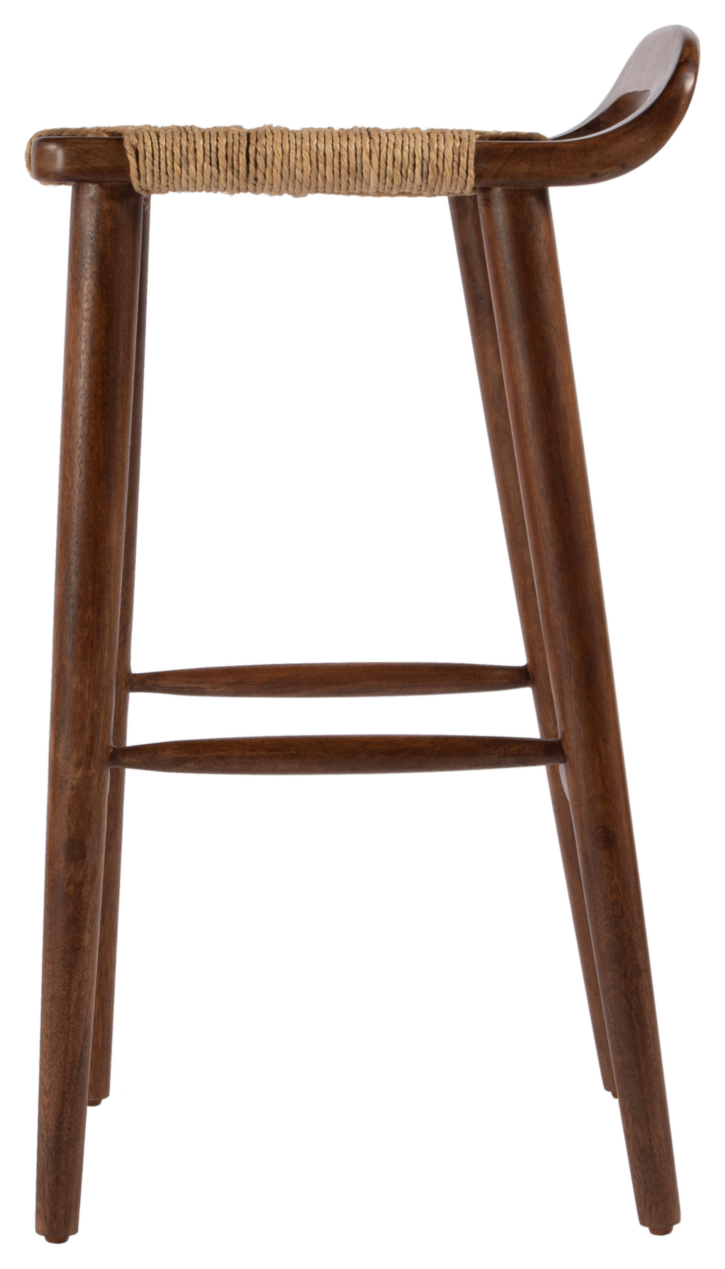 Luna 30 in. Seat Height Wood and Jute Woven Low Back Counter Stool ...