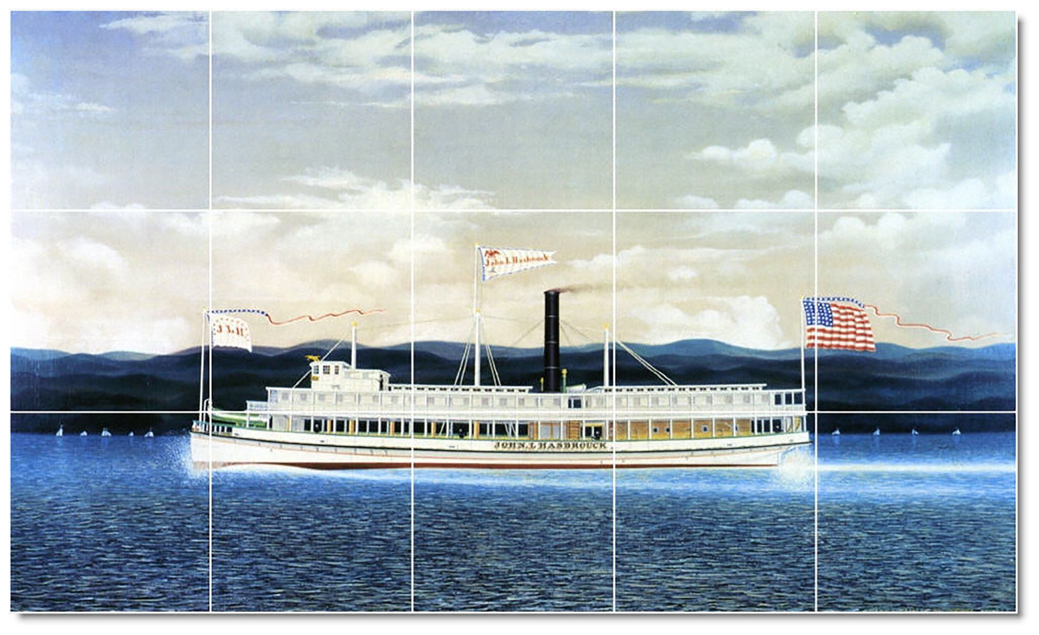 James Bard Ship Boat Painting Ceramic Tile Mural #69, 30" Wide x 18 ...