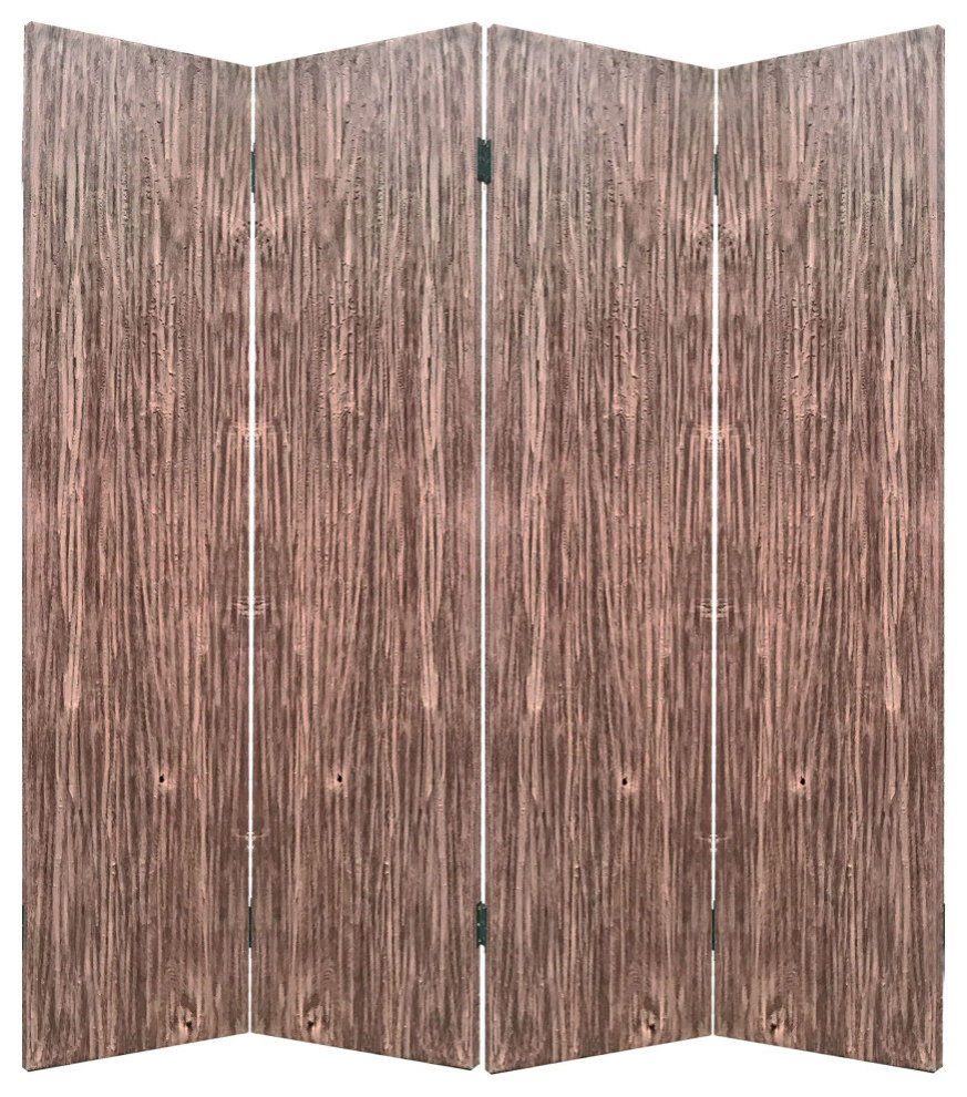 84 X 2 X 84 Brown 4 Panel Wood Woodland - Screen - Rustic - Screens And ...